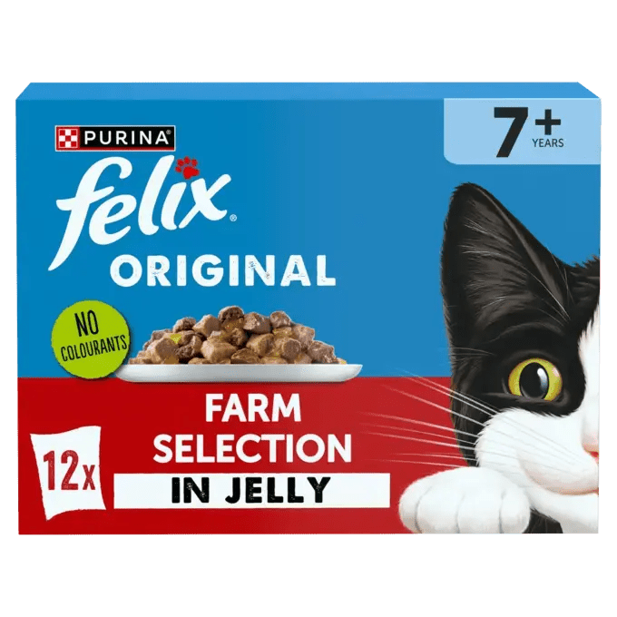Felix Senior Cat 7+ Original Farm Selection Pouches in Jelly