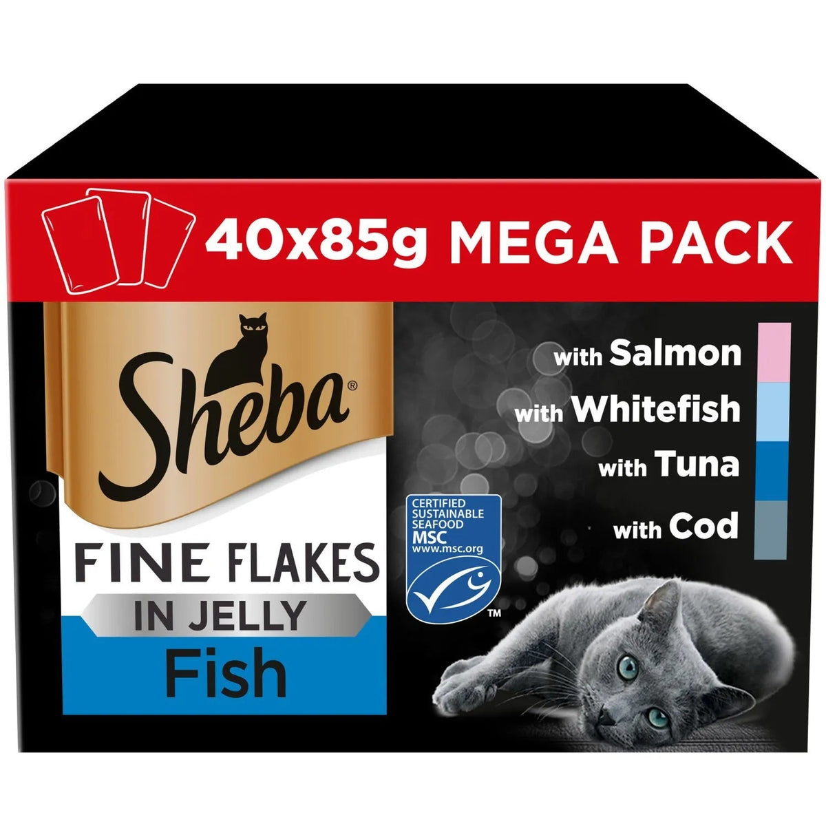 Sheba Fish Flakes in Jelly Variety Pack 40 x 85g Mega-Pack