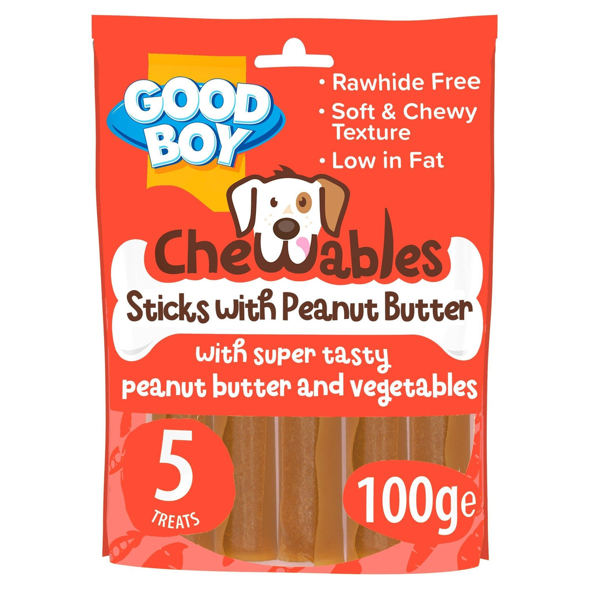Good Boy Chewables Dog Treats - Rawhide Free Peanut Butter Sticks - 5